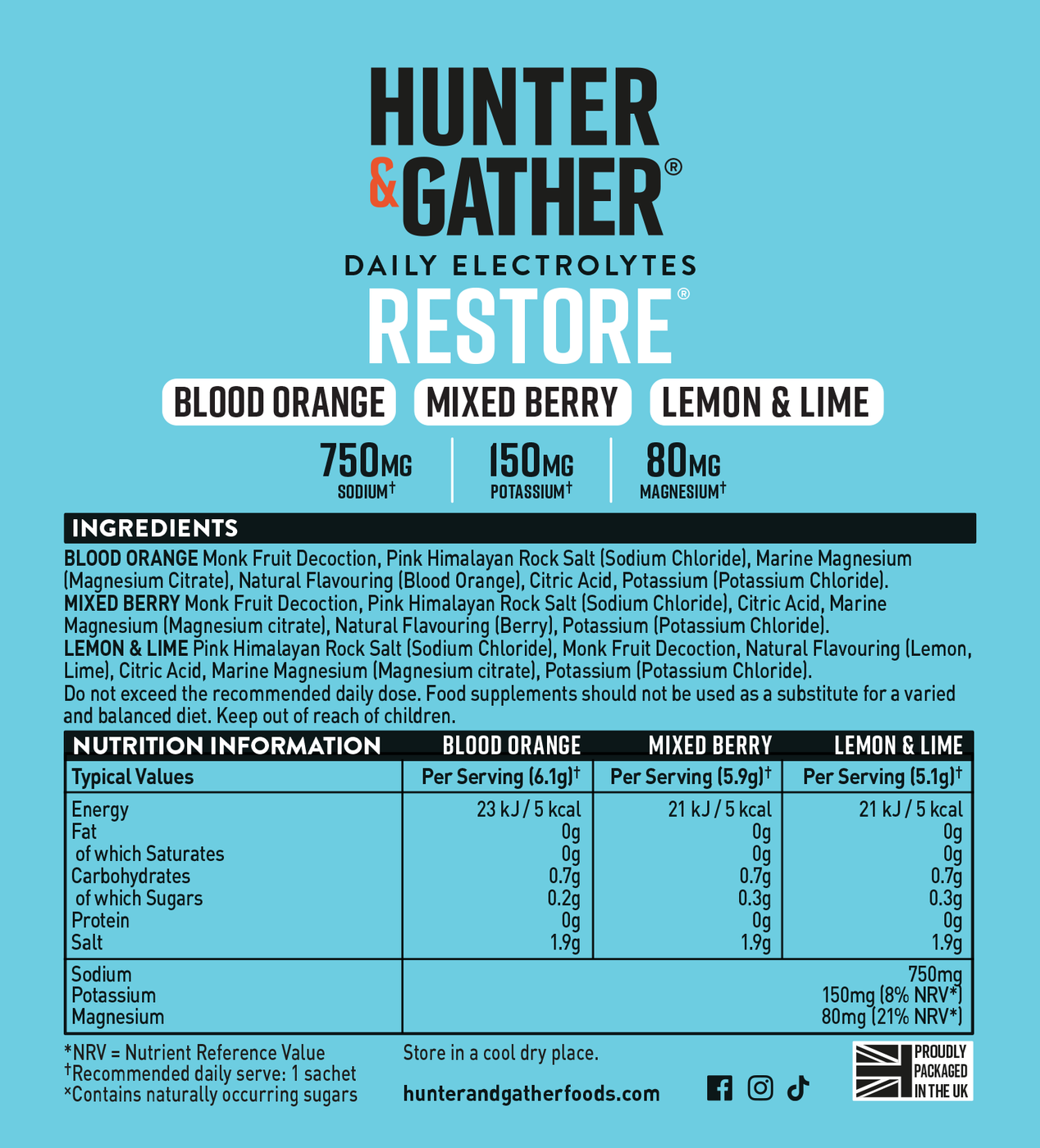 Hunter and Gather Restore Electrolyte Variety Pack 9 Sachets — Quickvit