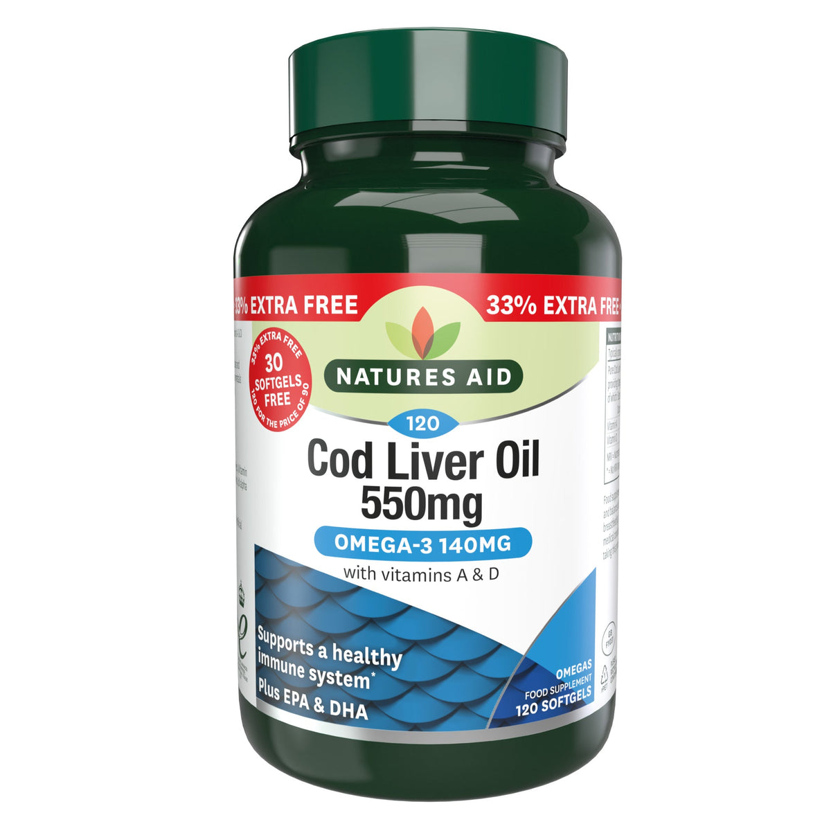 Buy Natures Aid Cod Liver Oil 550mg 120 caps | Quickvit