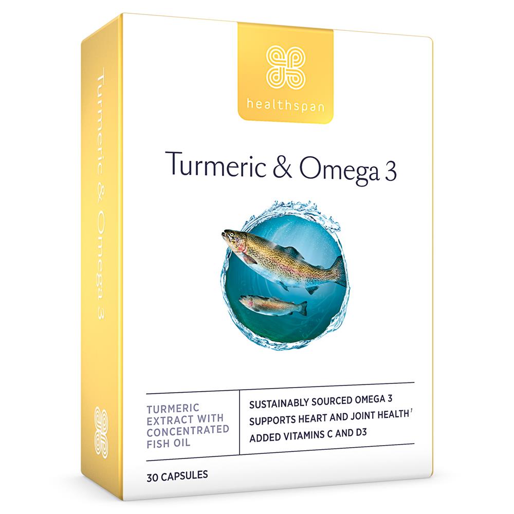 Healthspan Turmeric & Omega 3 30 Capsules | Quickvit